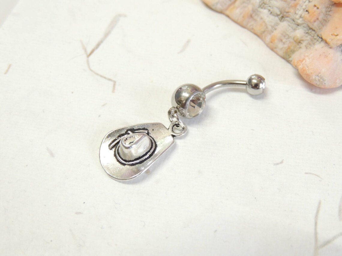 Cowboy Hat Belly Ring, Cowgirl Hat Belly Ring, Country Western, Dangle ...