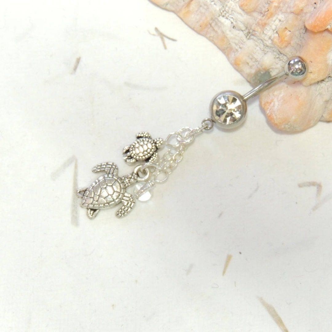 Turtle Belly Button Ring You Choose Barbell, Mom and Baby Turtle ...