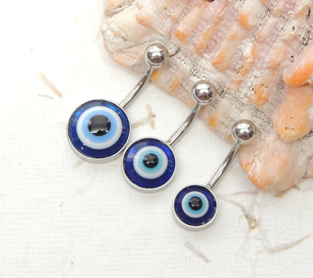 Evil Eye Belly Button Navel Ring, Simple Non Dangle Belly Button Ring ...
