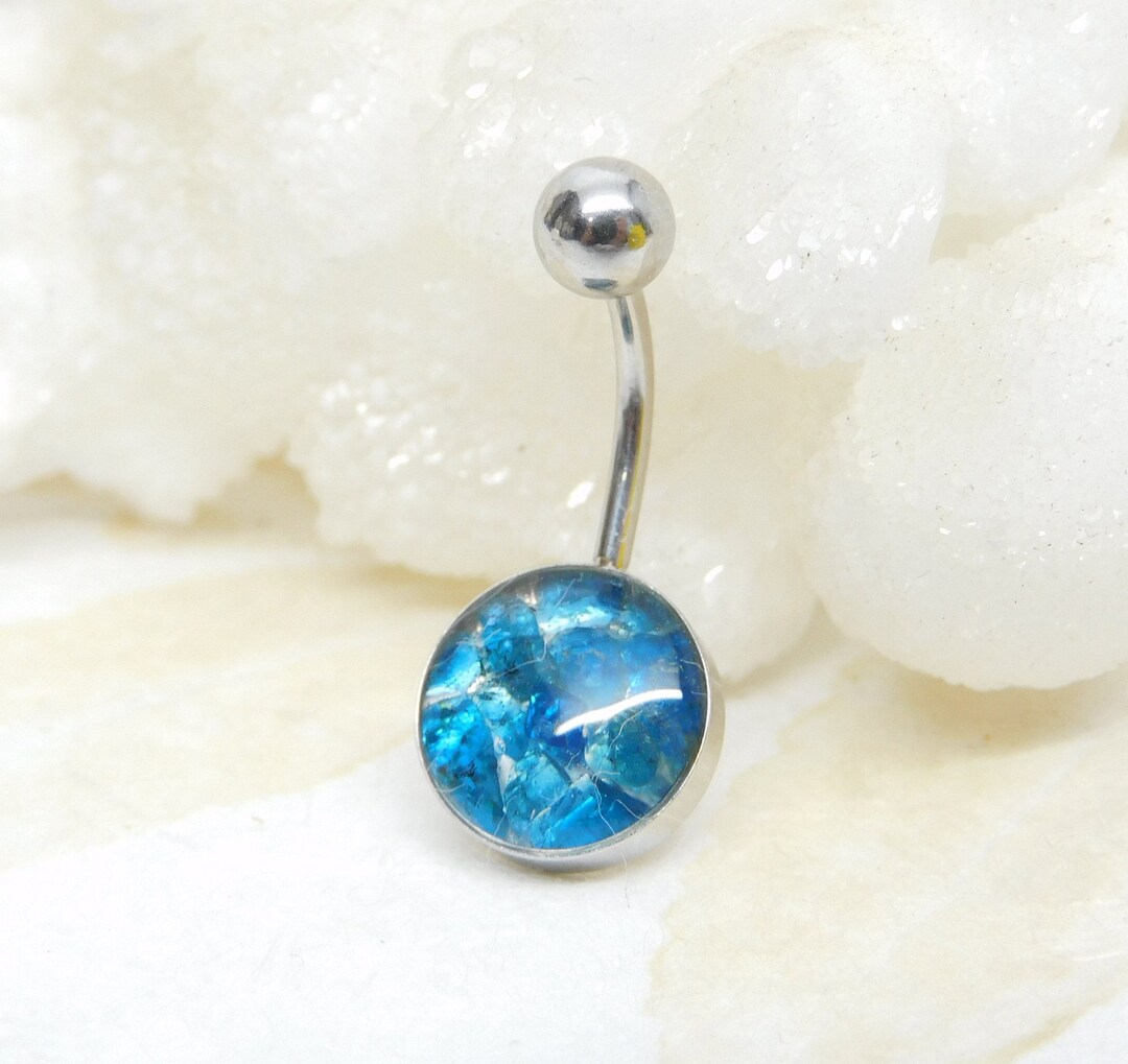 Blue Apatite Belly Ring You Choose 8mm 10mm or 12mm, 14g Surgical Steel ...