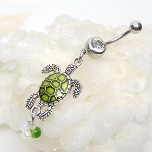 Sea Turtle Dangle Belly Ring, Beach Belly Button Navel Piercing ...