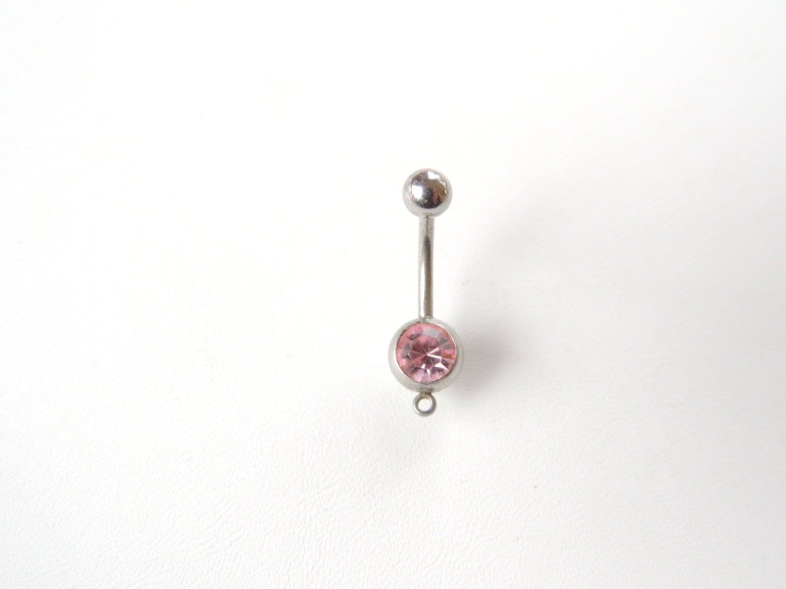 Add a Charm Belly Button Ring 1 Pc, Light Pink Crystal Belly Ring With ...