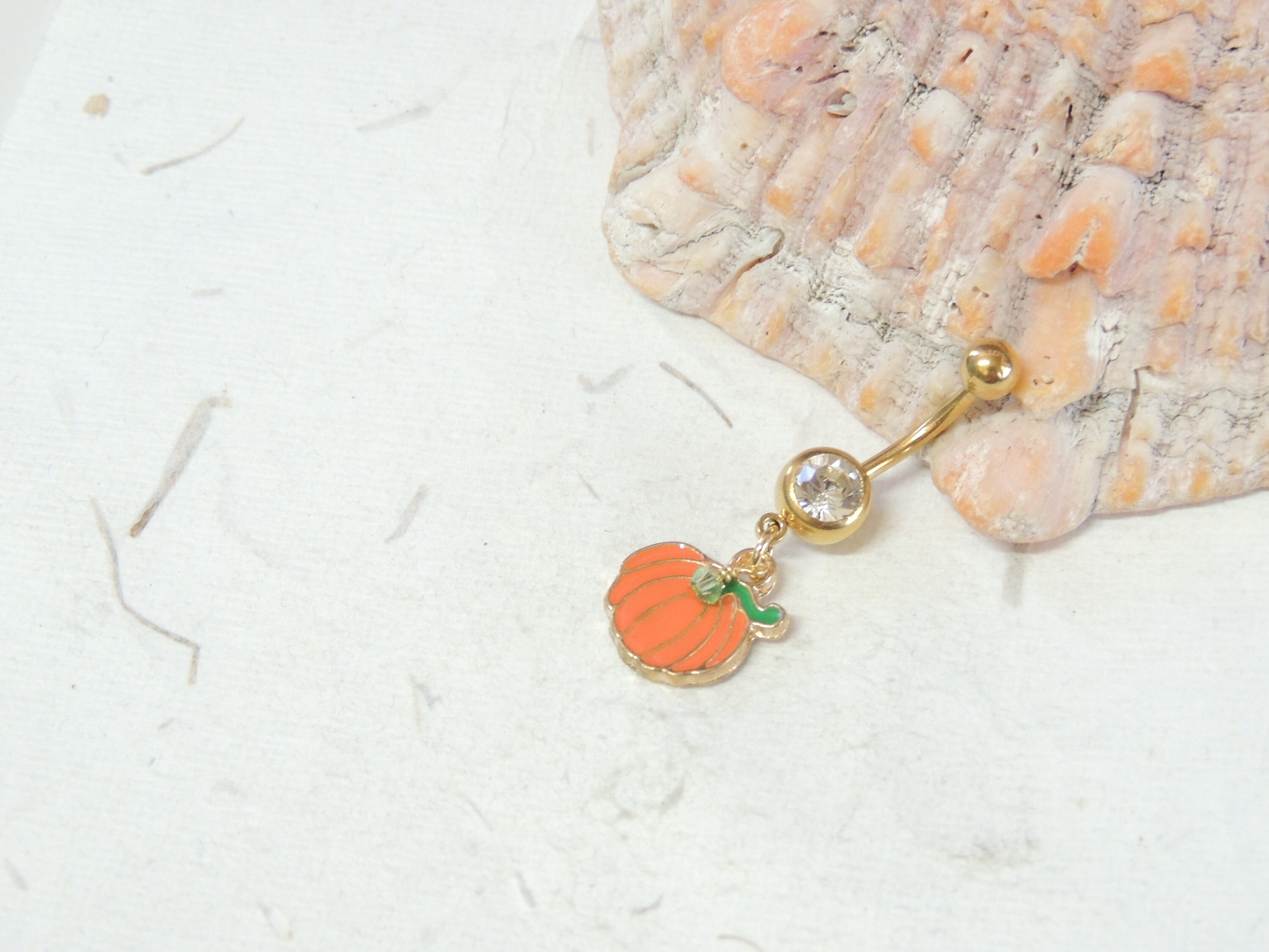 Golden Pumpkin Belly Button Navel Ring Fall Belly Ring Navel - Etsy