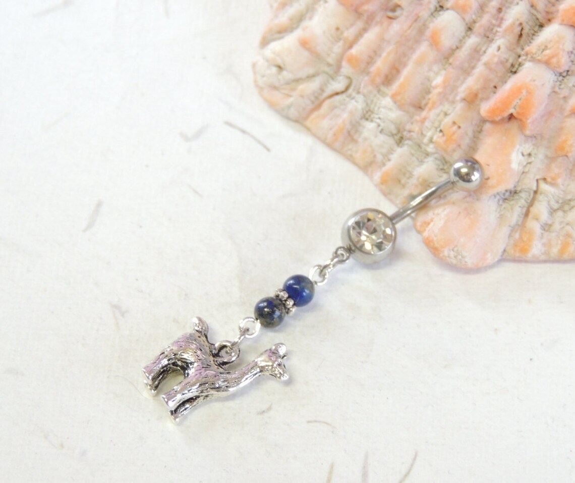 Llama Belly Ring You Choose Gemstone, Animal Belly Ring, Llama Alpaca ...