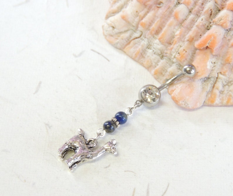 Llama Belly Ring You Choose Gemstone, Animal Belly Ring, Llama Alpaca ...