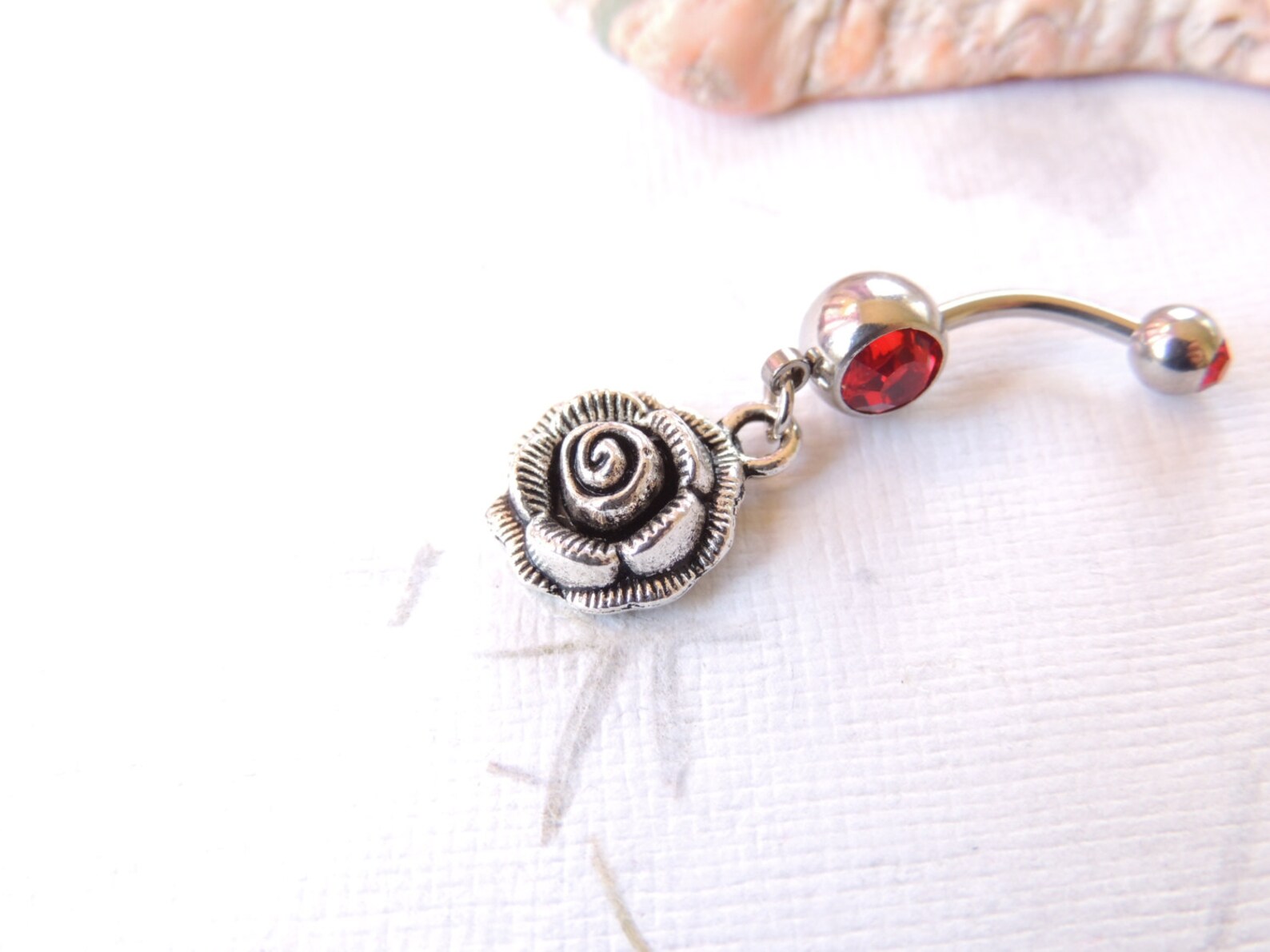 Rose Belly Button Ring Belly Button Jewelry Dangle Belly | Etsy