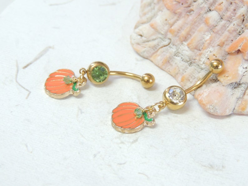Golden Pumpkin Belly Button Navel Ring Fall Belly Ring Navel - Etsy