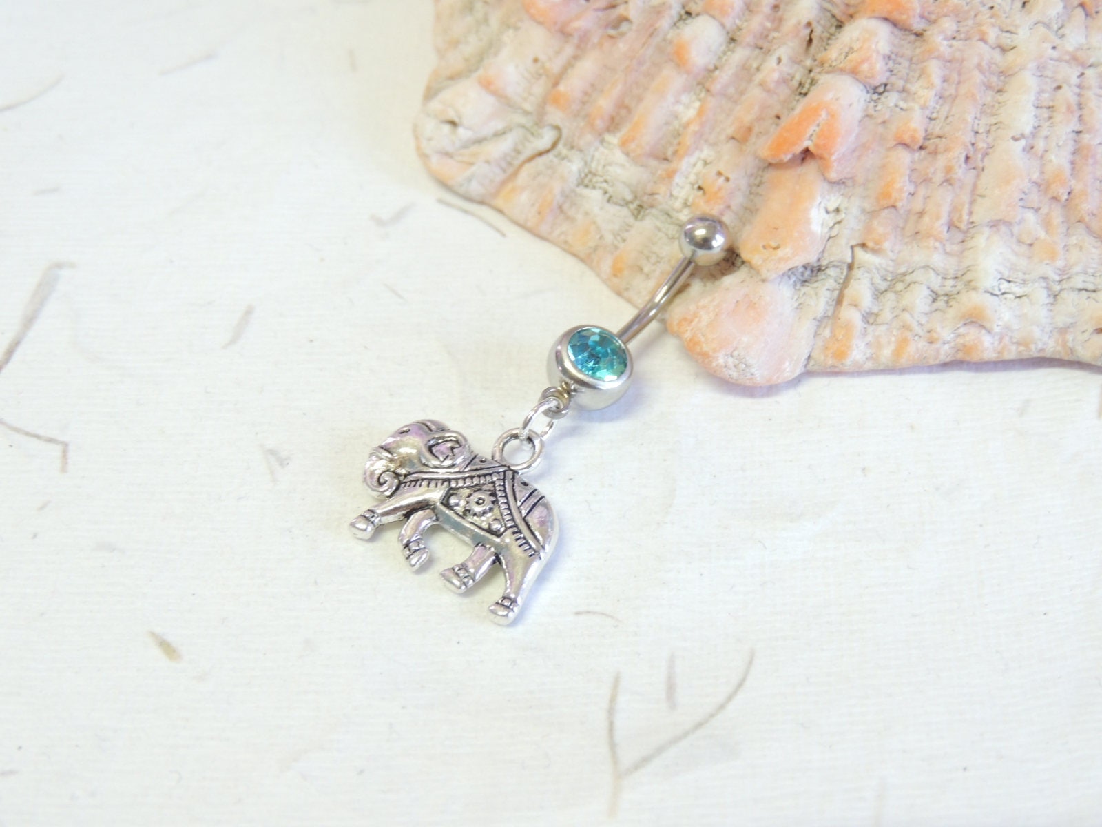 Elephant Belly Button Ring You Choose Barbell Color, Lucky Silver ...