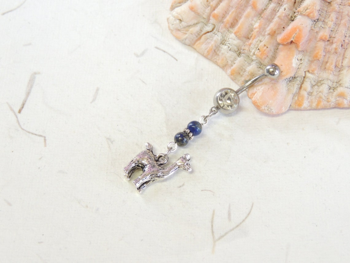 Llama Belly Ring You Choose Gemstone, Animal Belly Ring, Llama Alpaca ...