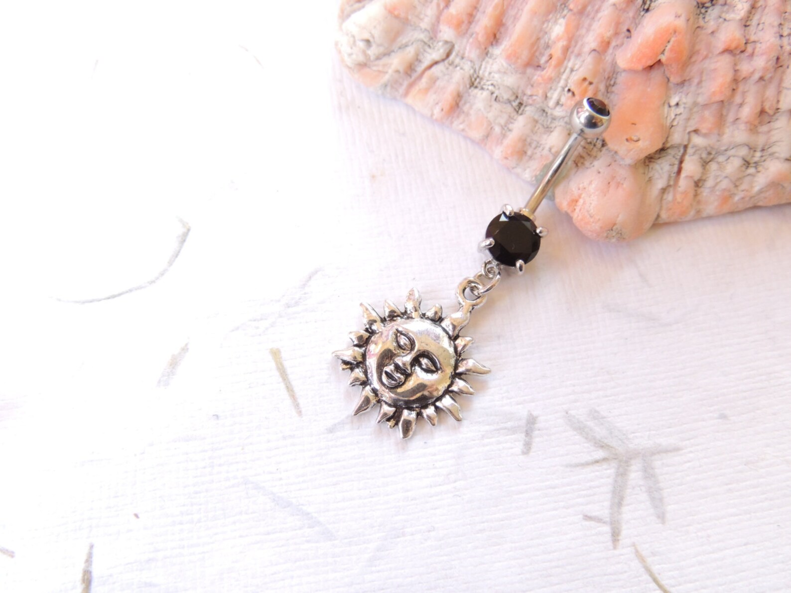 Sun or Moon Belly Button Ring You Choose Barbell Color, Belly Button ...