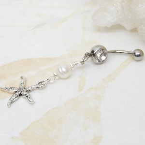 Gold Starfish Dangle Belly Ring, Starfish Jewelry, Nautical Beach Belly ...