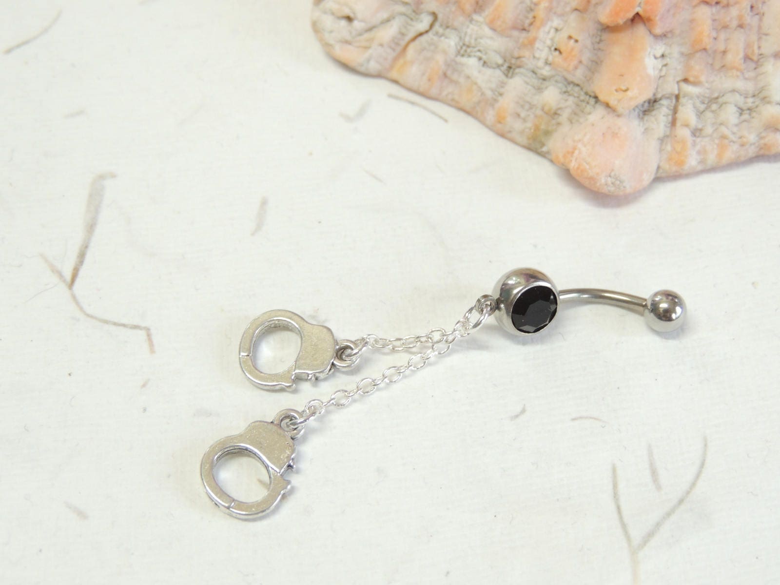 Handcuff Belly Button Ring You Choose Barbell Color, Dangle Belly Ring ...