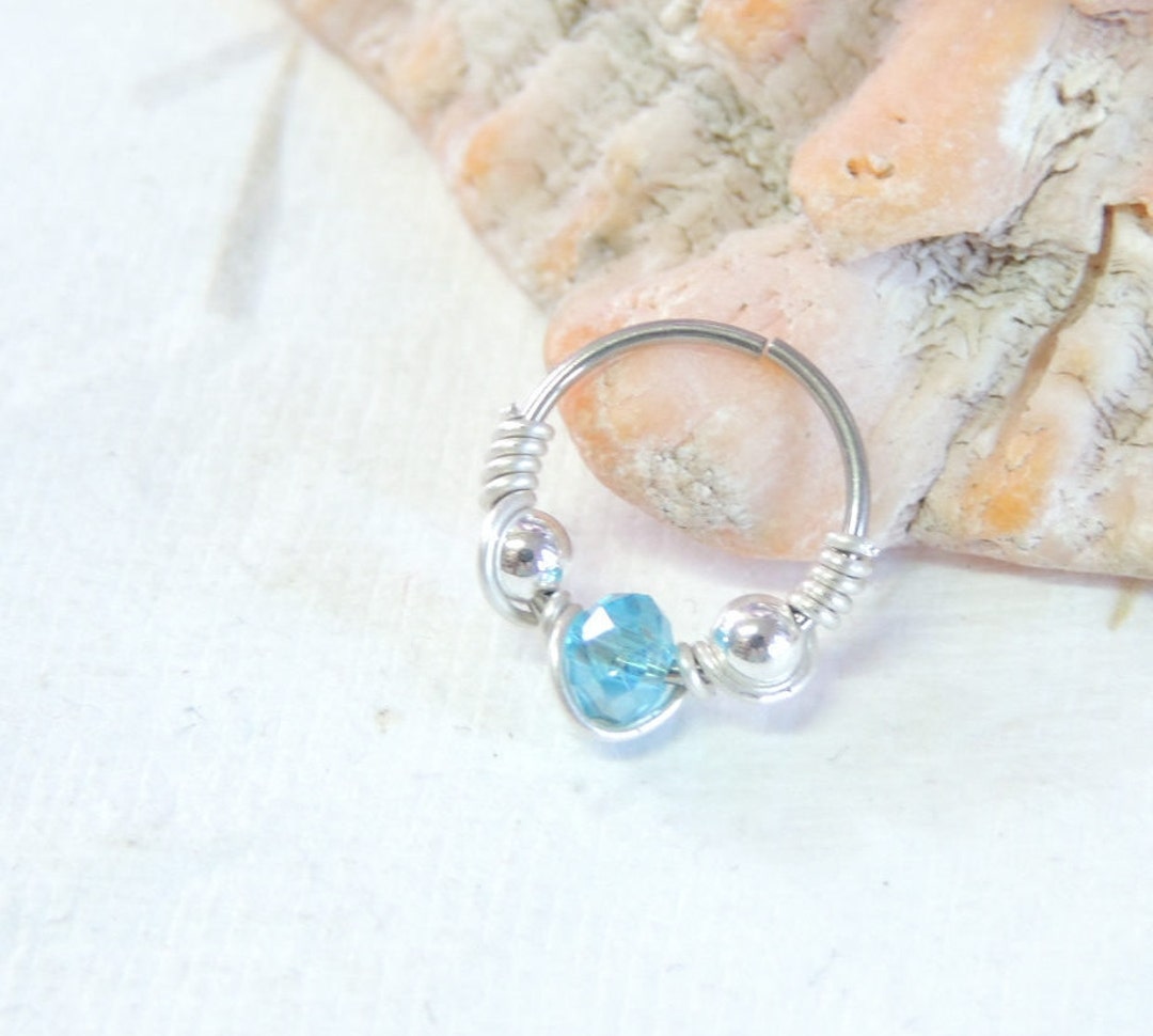 Beaded Cartilage Hoop Nose Hoop You Choose Color, Wire Wrapped ...
