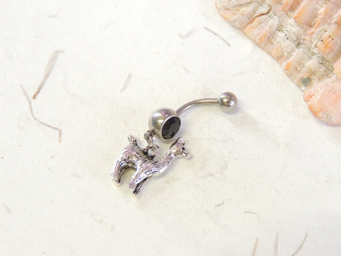 Llama Belly Ring You Choose Barbell Color, Animal Belly Ring, Llama ...