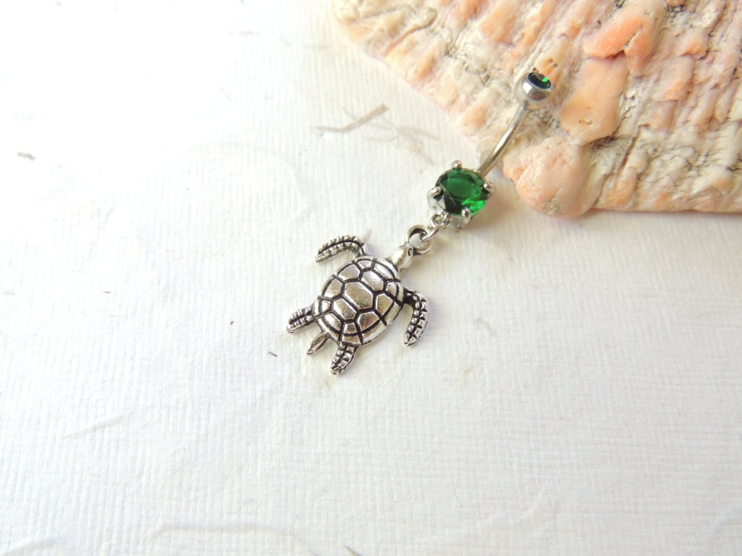 Sea Turtle Belly Button Ring You Choose Barbell, Dangle Belly Ring ...