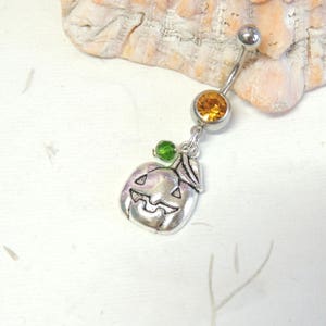 Pumpkin Belly Ring, Halloween Belly Ring, Belly Button Jewelry, Dangle ...
