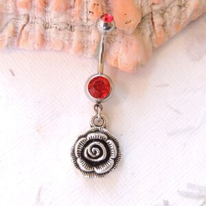 Rose Belly Button Ring, Belly Button Jewelry, Dangle Belly Ring, 14g ...