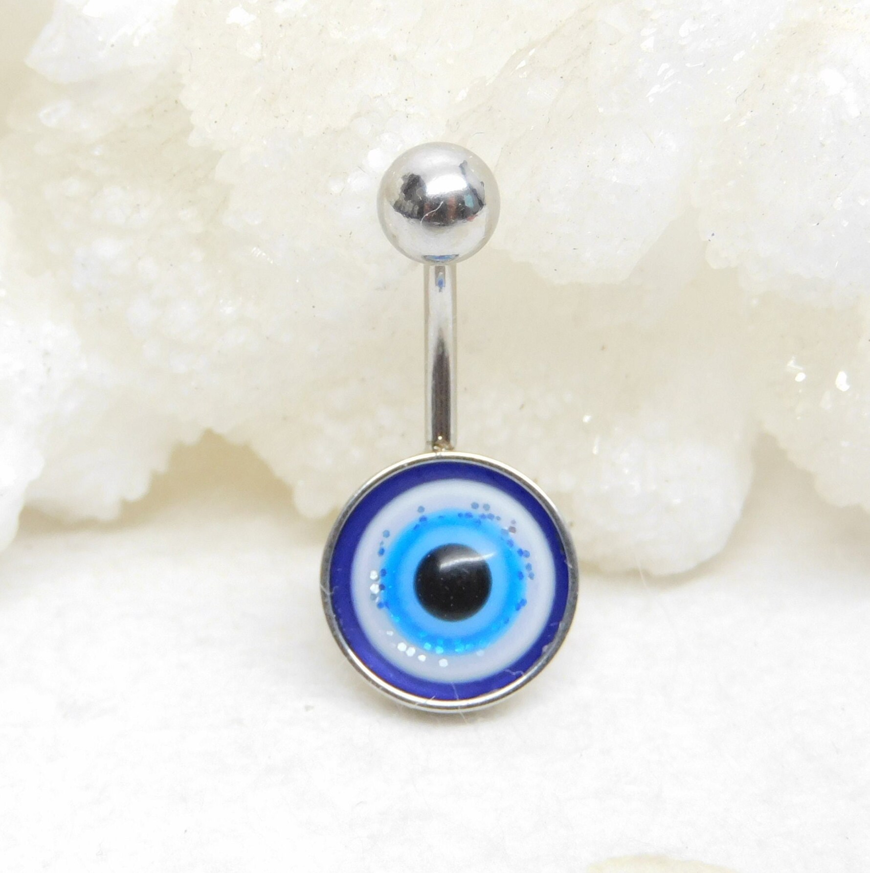 Sparkly Evil Eye Belly Ring, 14g Non Dangle Belly Ring, All Seeing Eye ...