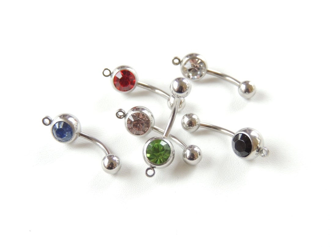 Add a Charm Belly Rings 6 Pc Assortment, Mixed Colors Belly Ring With ...
