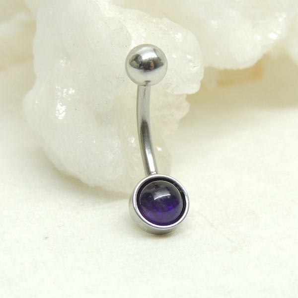 Amethyst Belly Ring - Etsy
