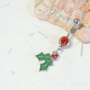 Christmas Holly Belly Ring Christmas Belly Ring Holiday | Etsy