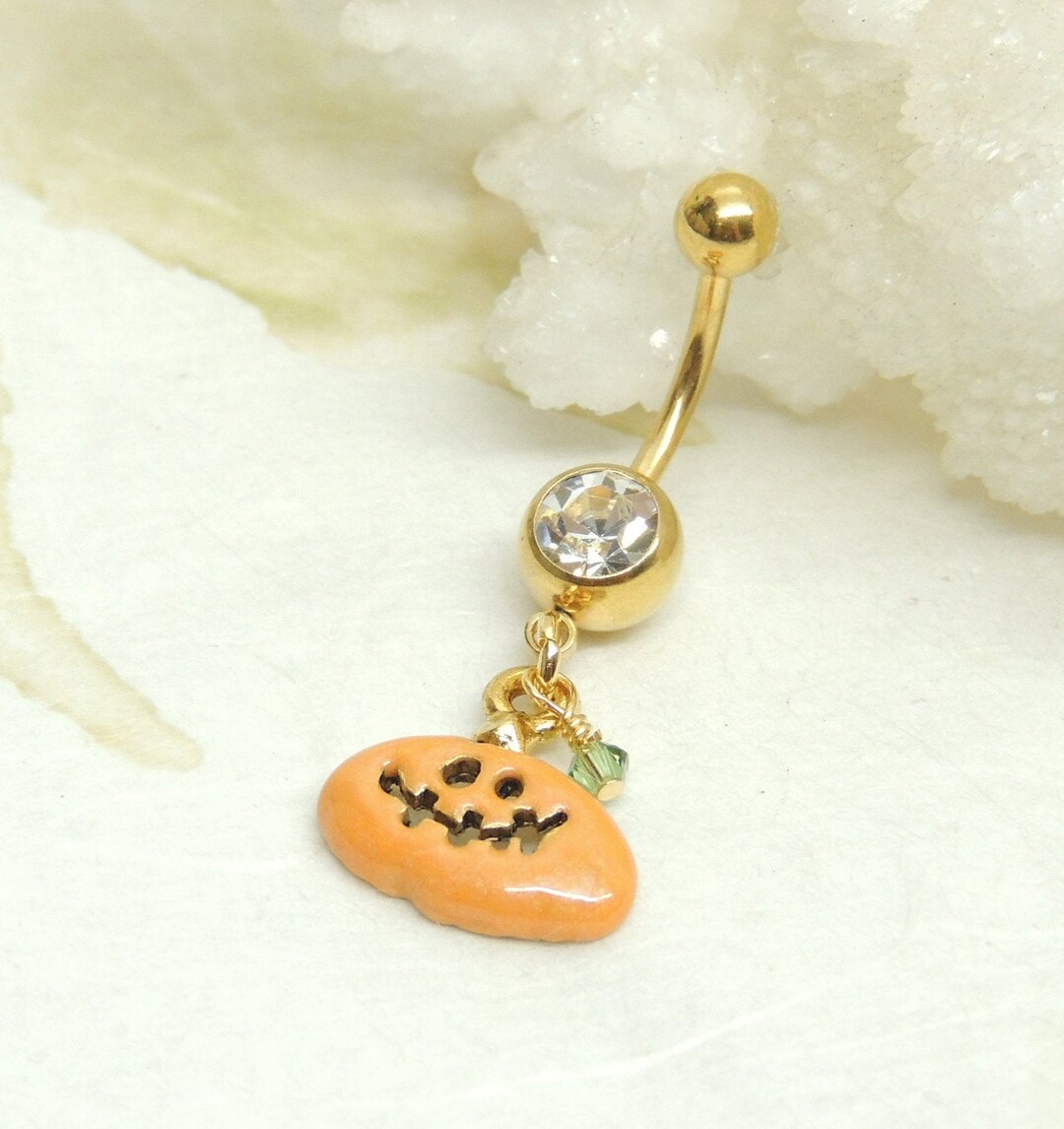 Golden Pumpkin Belly Button Navel Ring, Fall Belly Ring, Navel ...
