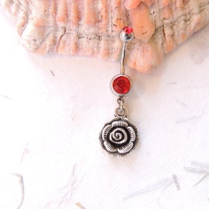 Rose Belly Button Ring Belly Button Jewelry Dangle Belly | Etsy