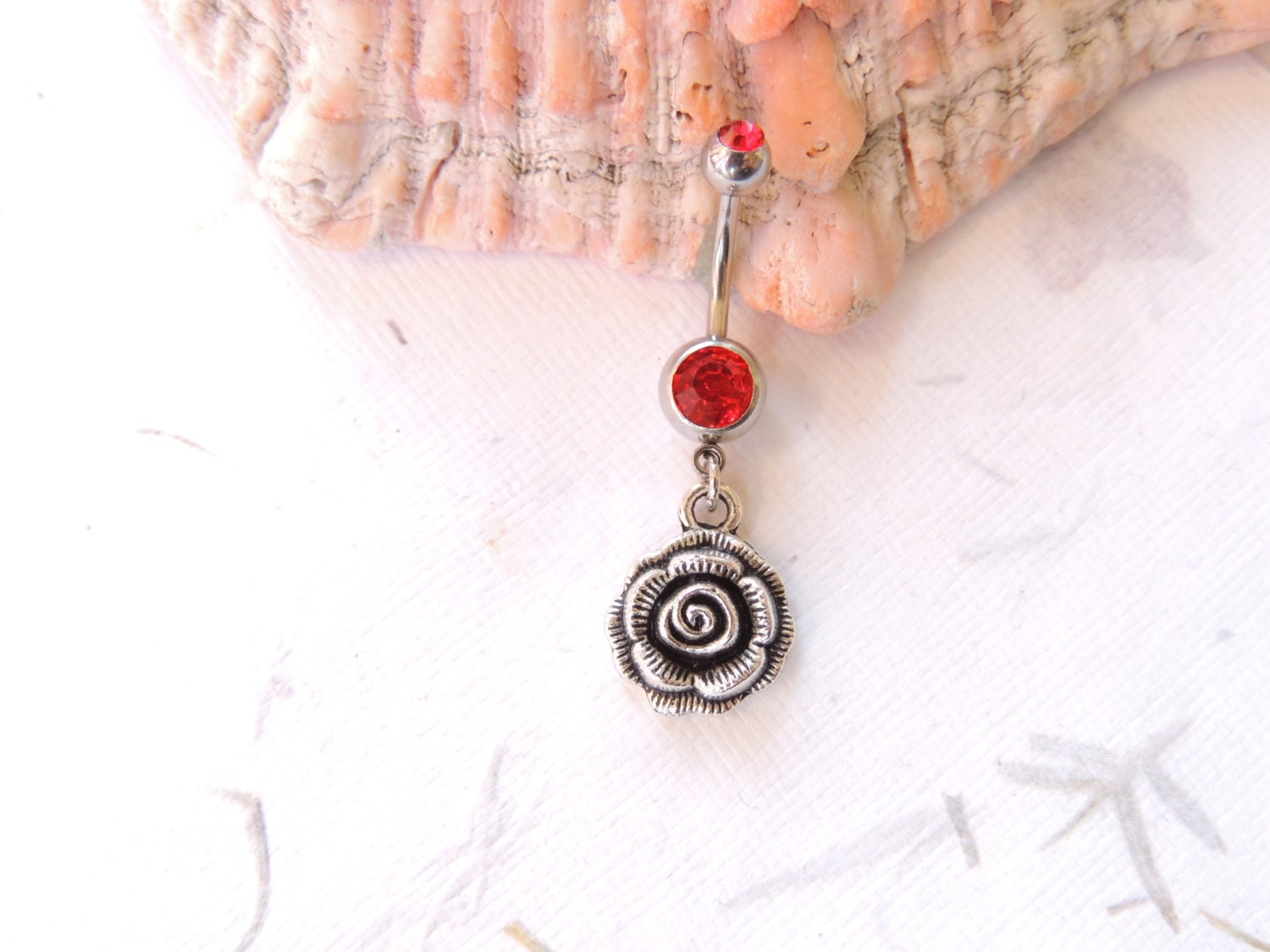 Rose Belly Button Ring Belly Button Jewelry Dangle Belly | Etsy