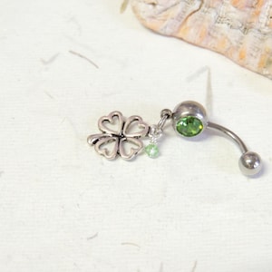 Clover Belly Button Ring You Choose Color, Belly Button Jewelry, Lucky ...