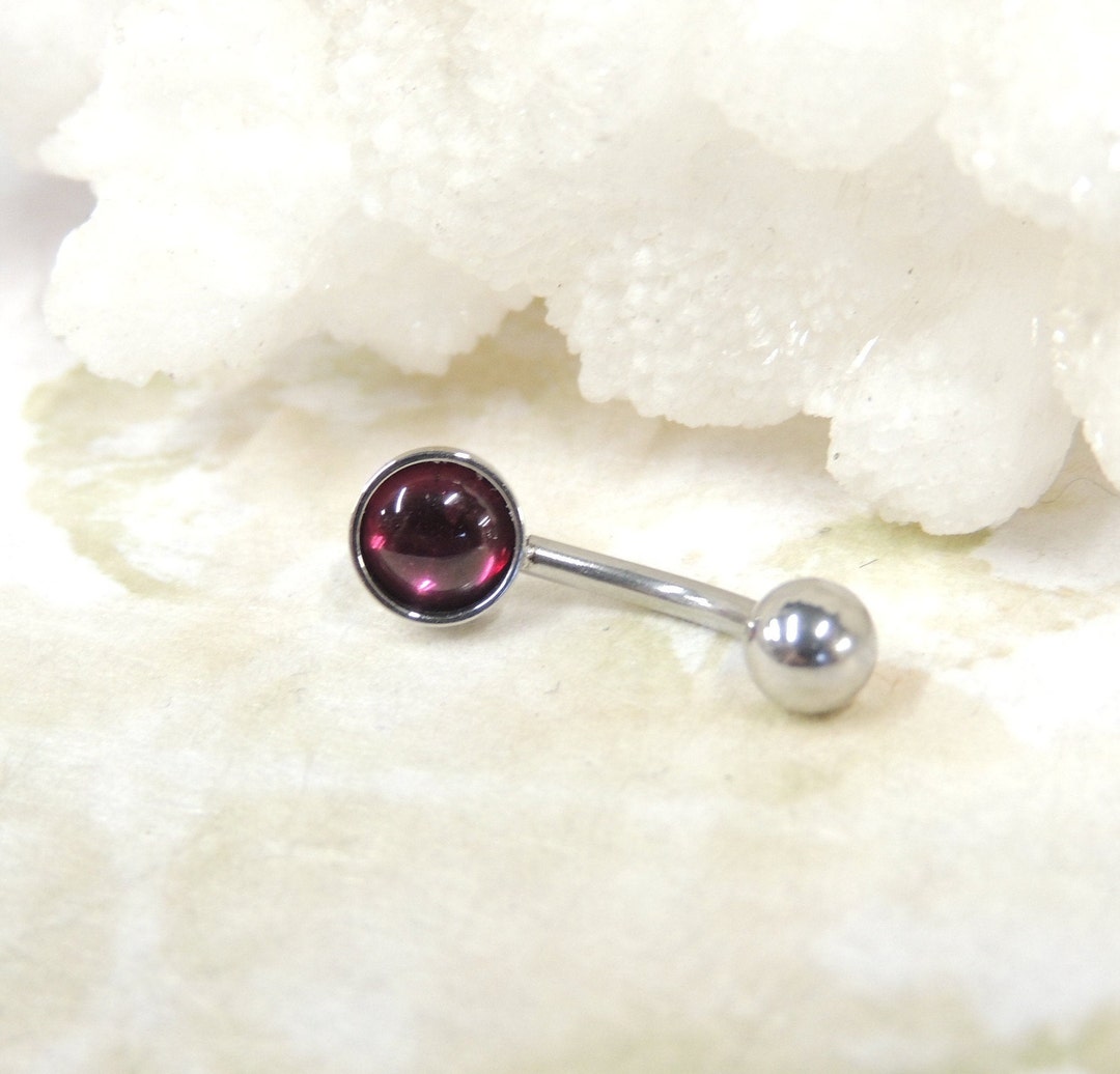 Natural Garnet Belly Ring Small 6mm Stone, Gemstone Belly Ring, Navel ...
