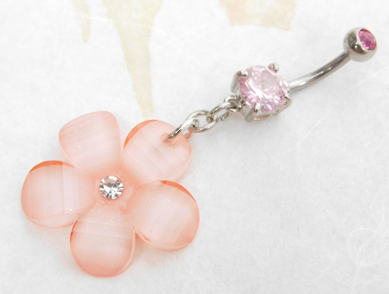Shimmering Flower Belly Ring You Choose Color Belly Button - Etsy