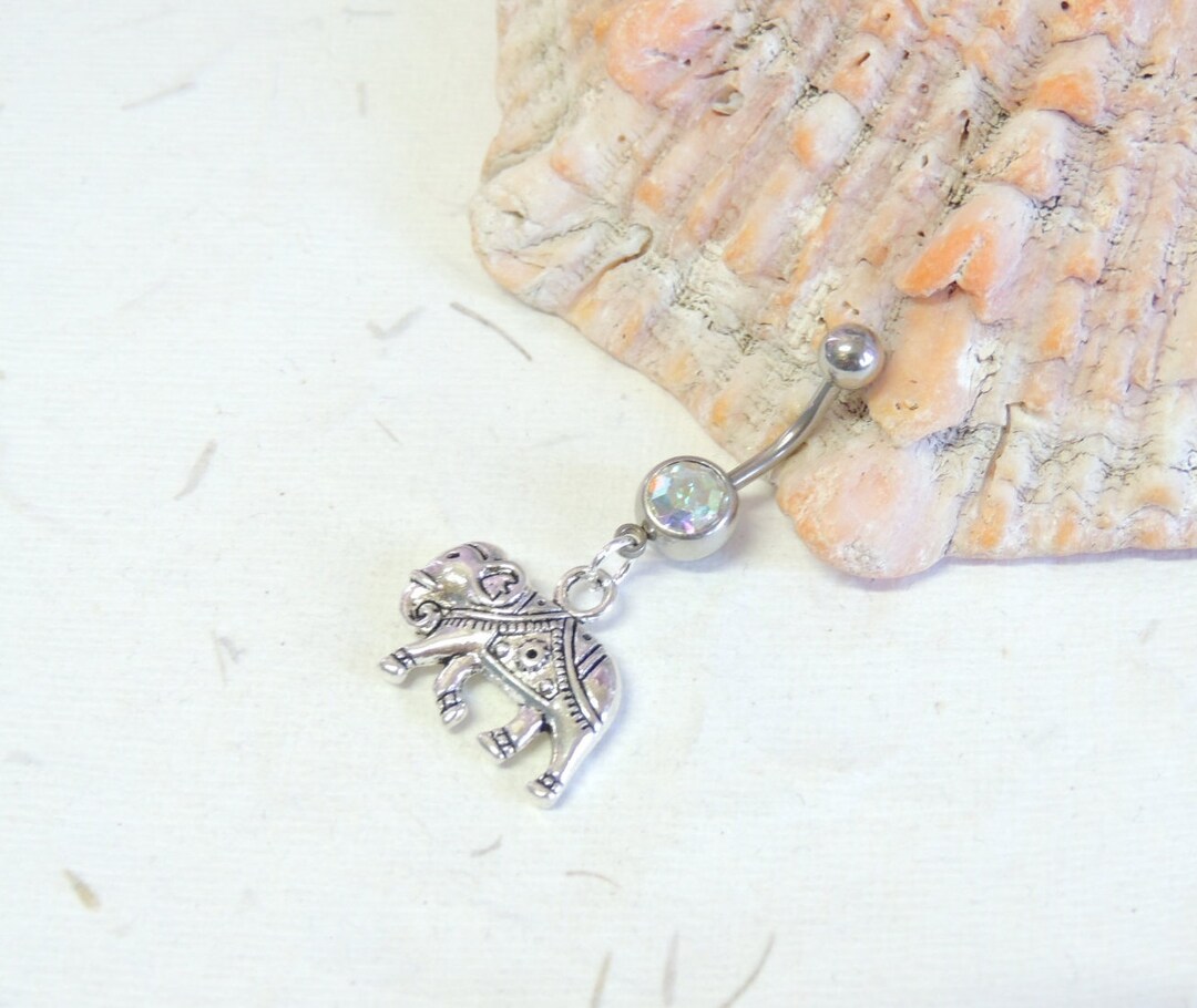 Elephant Belly Button Ring You Choose Barbell Color, Lucky Silver ...
