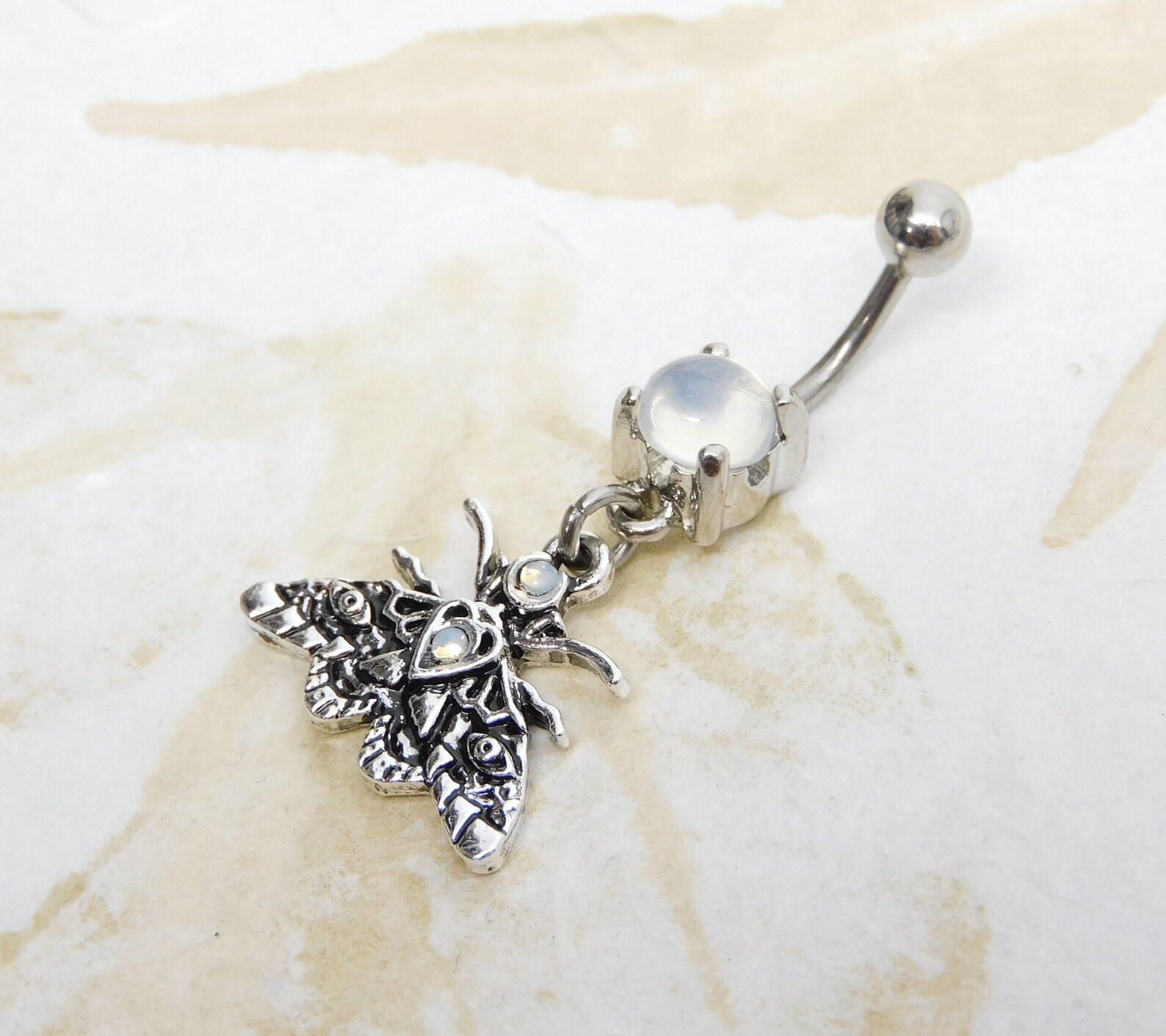 Moth Belly Ring You Choose Barbell Color Belly Button - Etsy