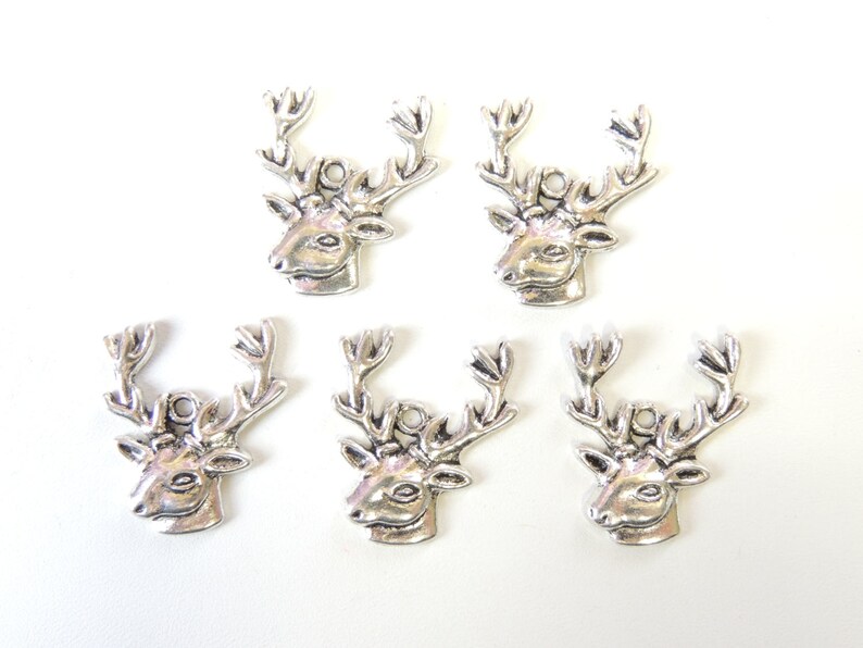 Silver Deer Charm Deer Head Charm Buck Charm Deer Hunter - Etsy