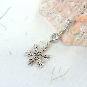 Snowflake Belly Button Ring, Belly Button Jewelry, Dangle Belly Ring ...