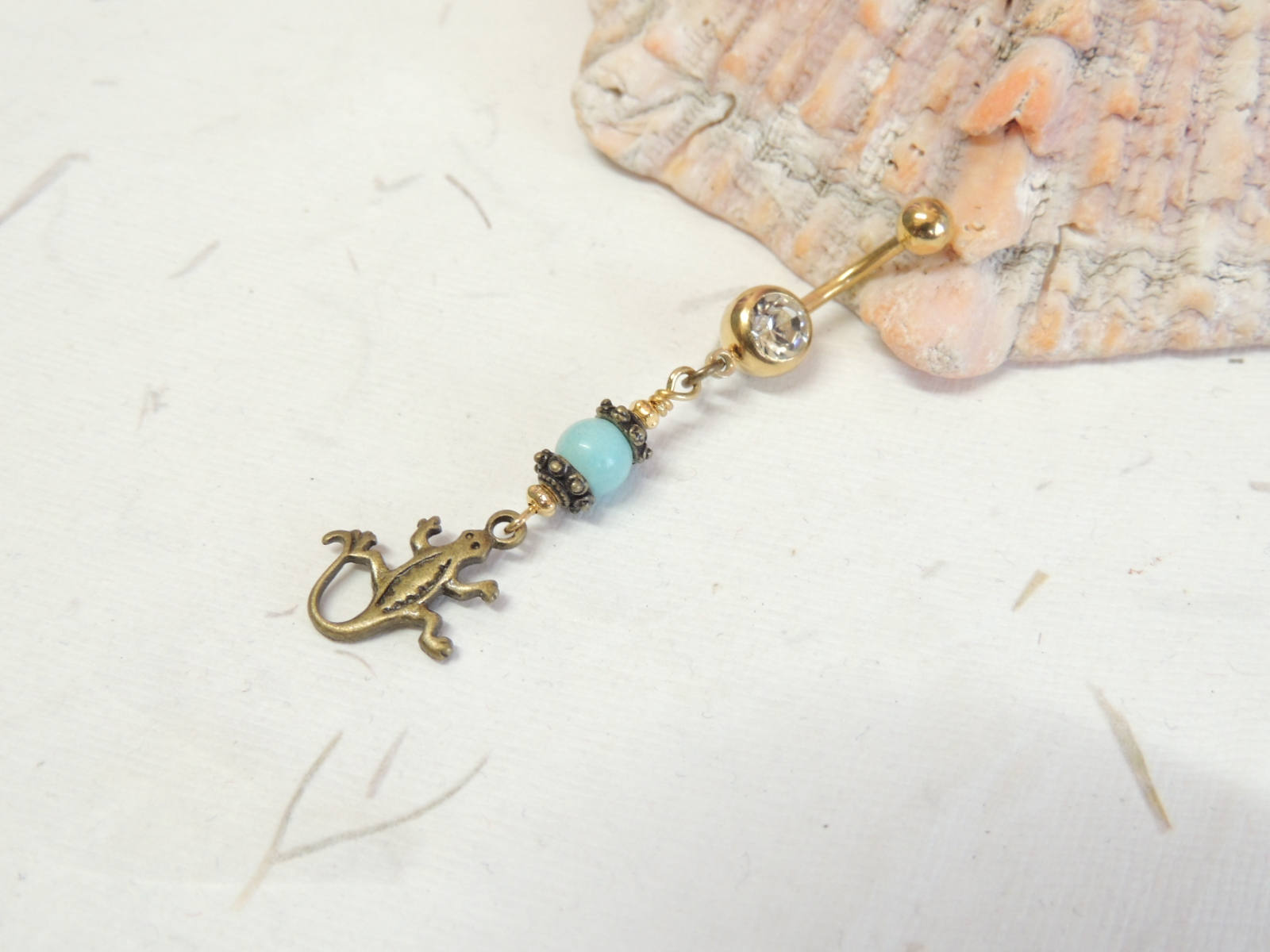 Lizard Belly Ring Belly Button Jewelry Long Dangle Belly | Etsy