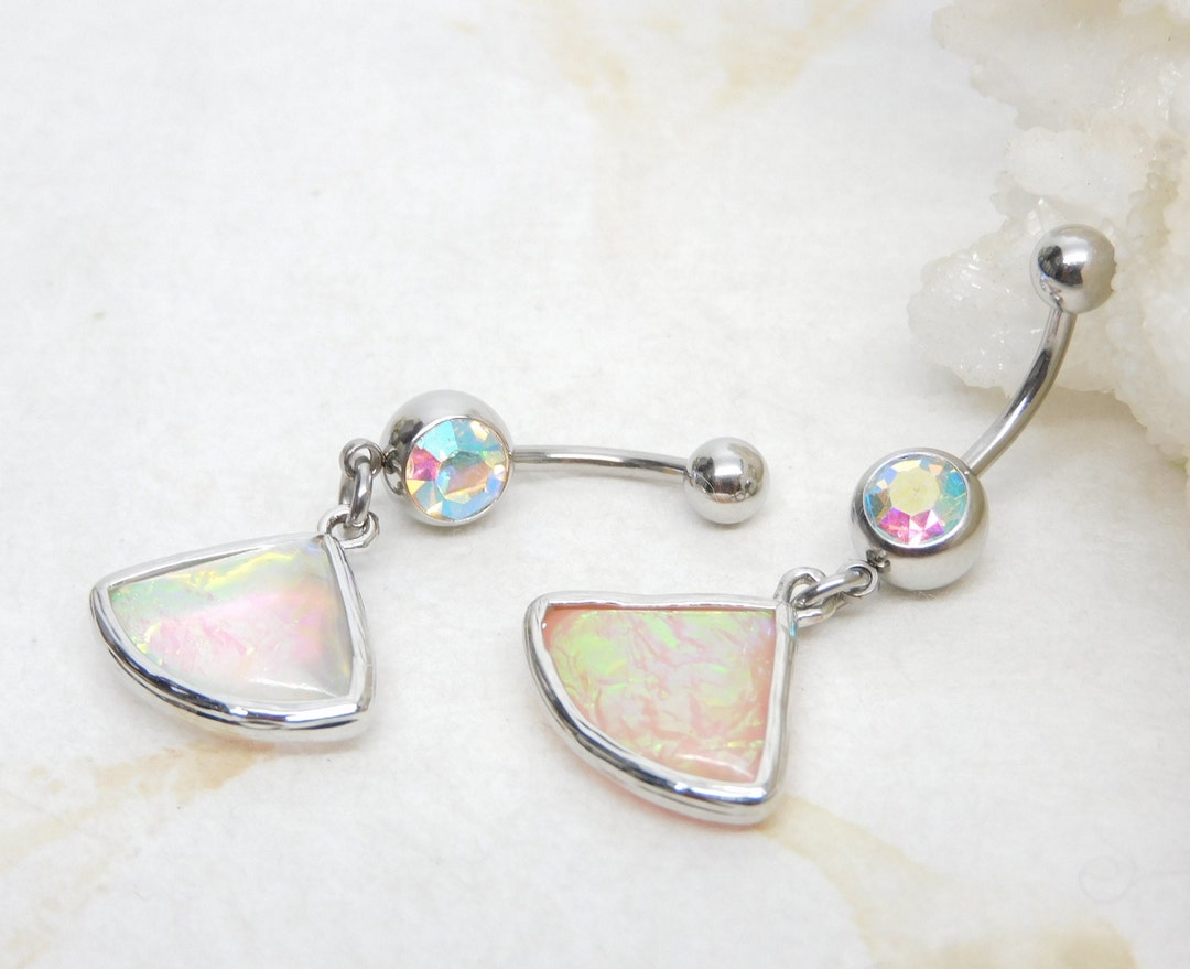 Opal Sparkle Belly Ring You Choose Color, Sparkle Belly Rings, Navel ...