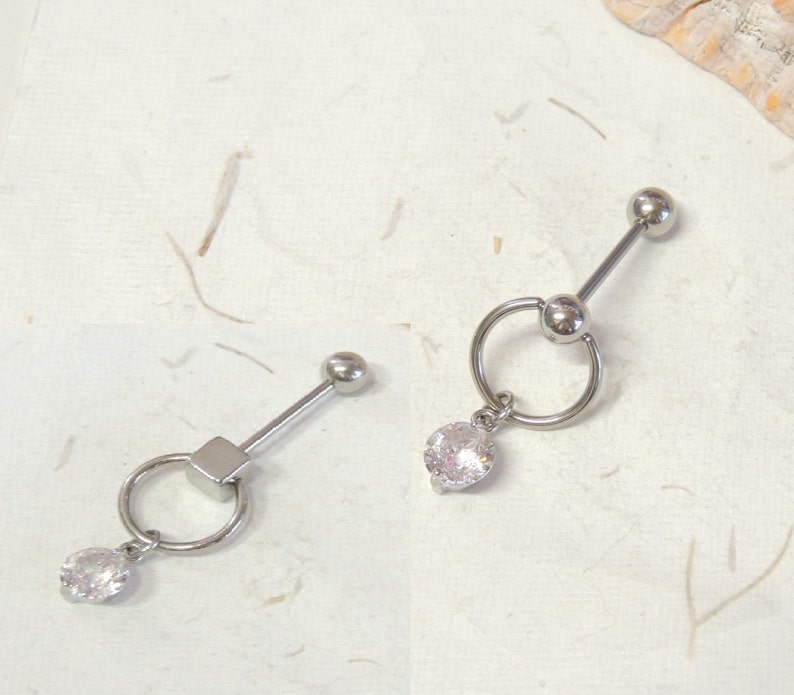 Vertical Hood Piercing with CZ Crystal Dangle VCH Vertical | Etsy