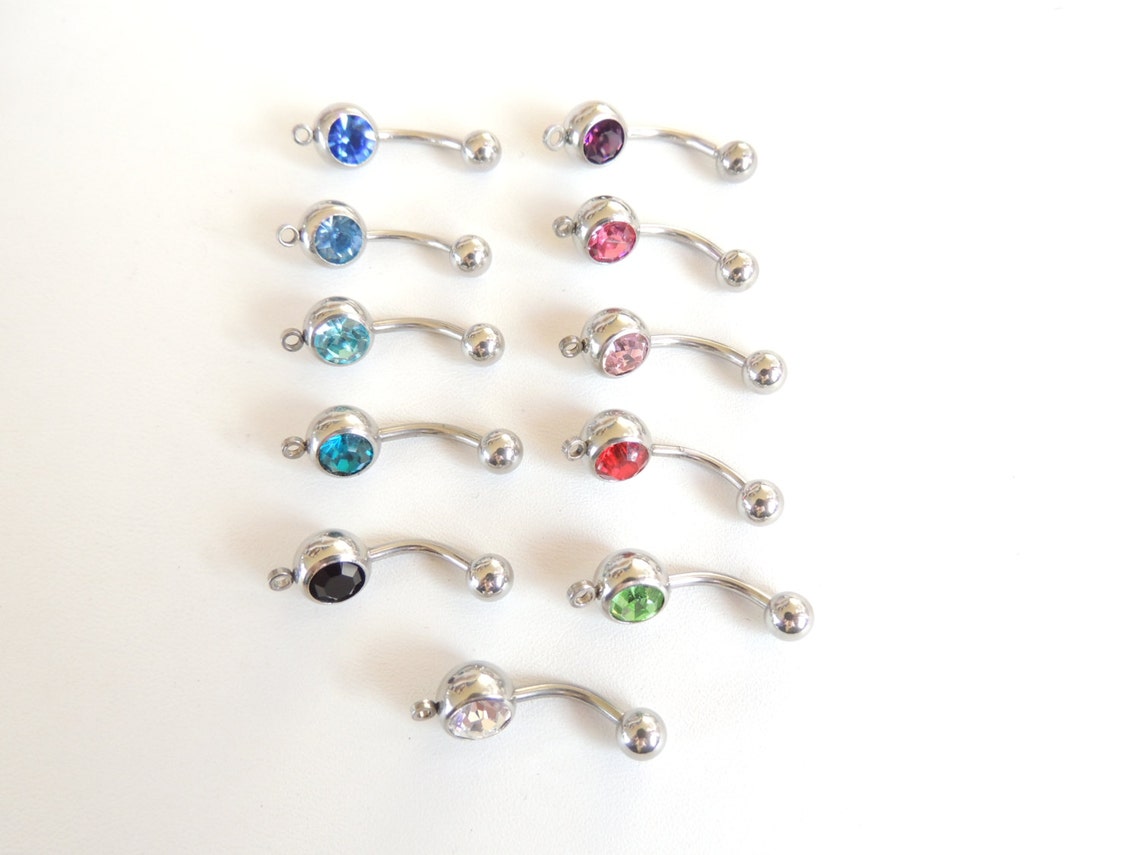 Rose Belly Button Ring Crystal Dangle Belly Ring Rhinestone - Etsy