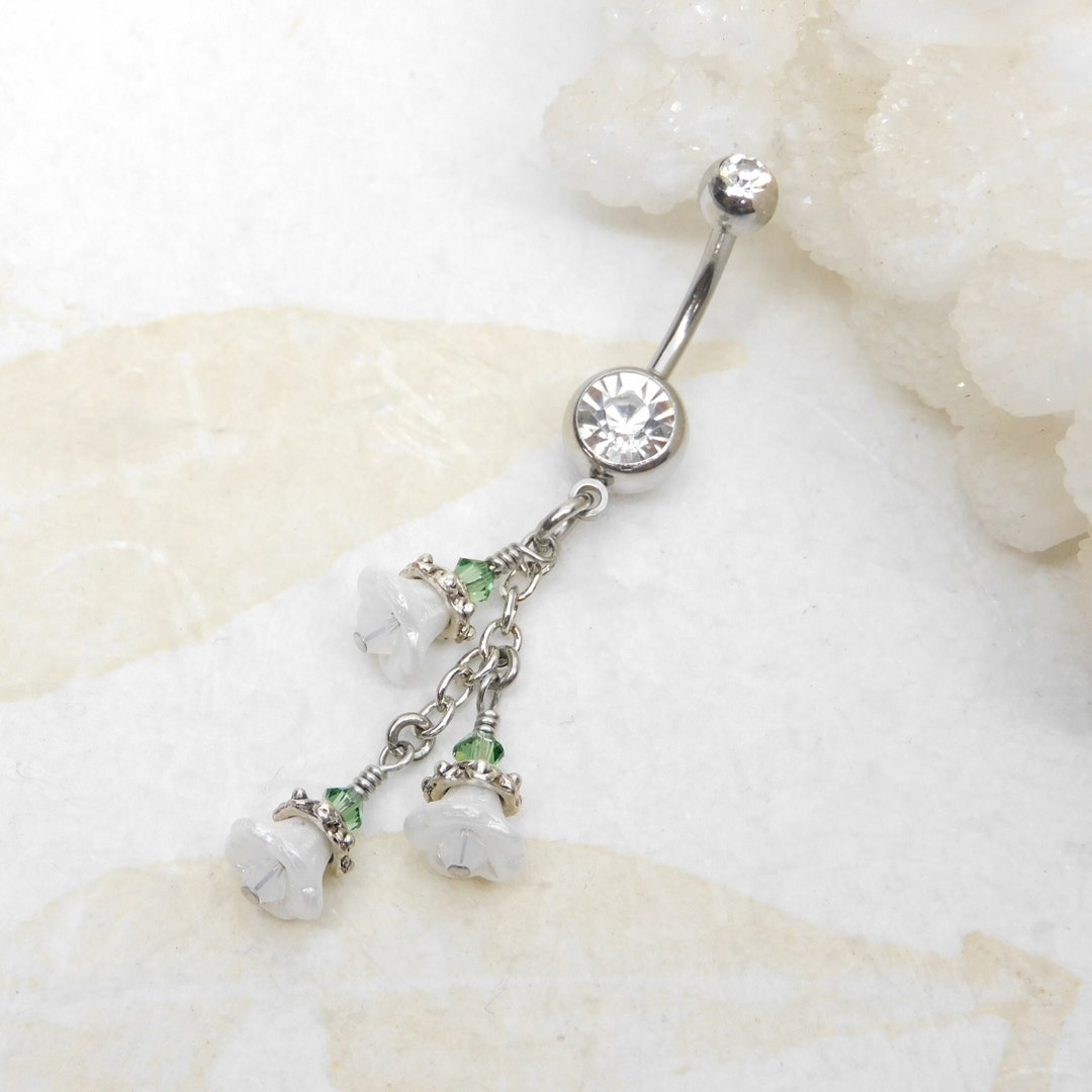 Flower Dangle Belly Ring You Choose Color, 14g Navel Jewelry, Body ...