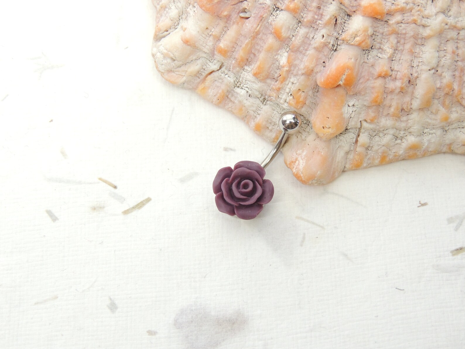 Rose Belly Ring You Choose Color Flower Belly Ring Navel | Etsy