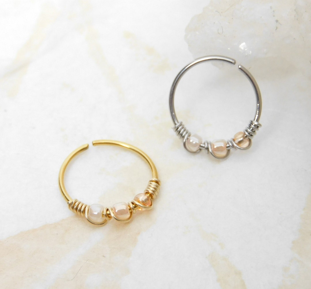 Peach Nose Ring Hoop, Cartilage Hoop Earring, Tiny Hoop, Conch Hoop ...