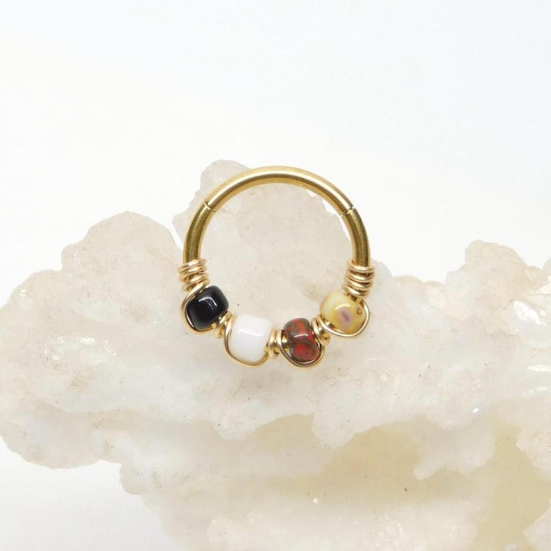16g Ombre Picasso Bead Septum Clicker Hoop, Cartilage Earring, Hinged ...