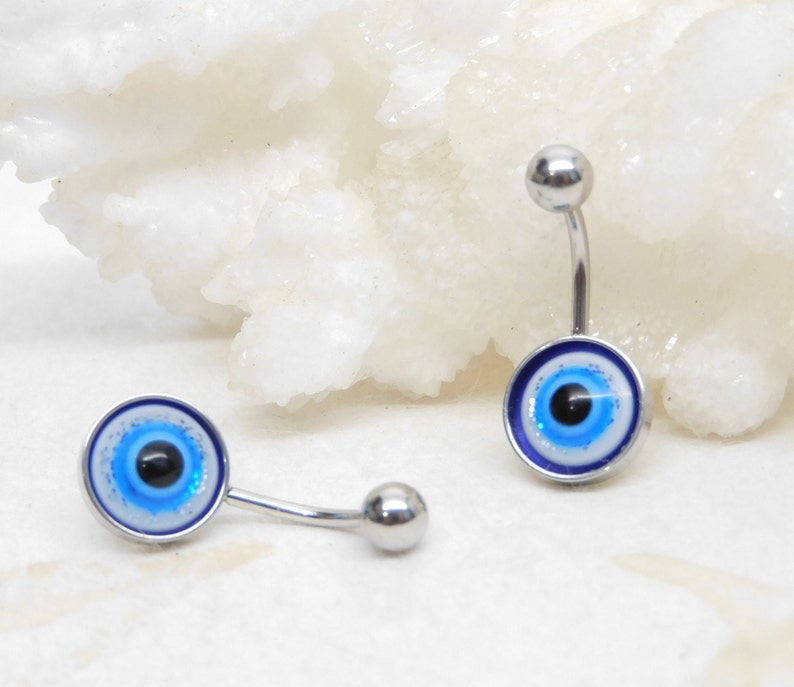Sparkly Evil Eye Belly Ring, 14g Non Dangle Belly Ring, All Seeing Eye ...
