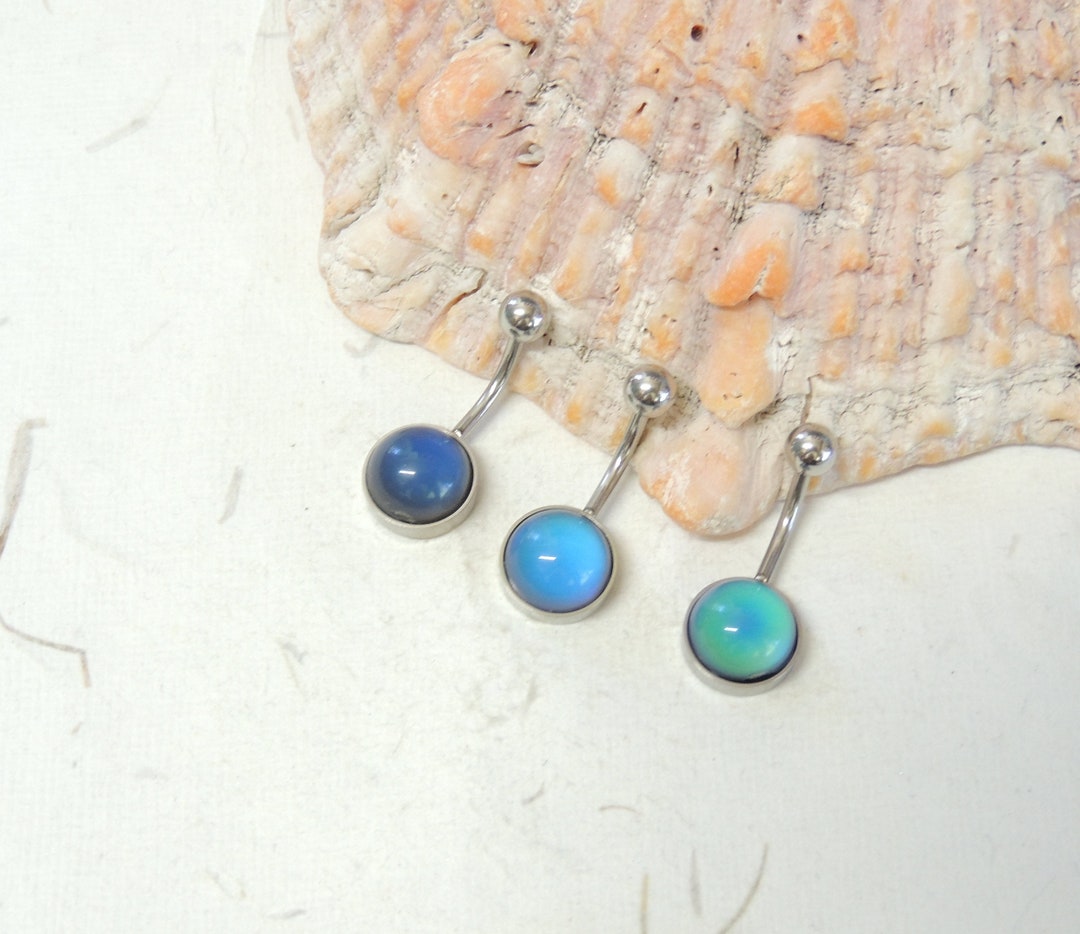 Color Changing Belly Ring 10mm or 12mm Gem, Mood Stone Color Changing ...