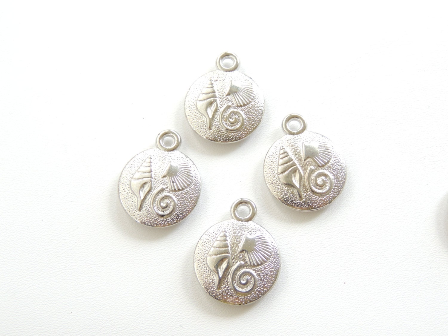 4 Pieces Silver Plated Sea Shell Charms Nautical Charm Beach | Etsy