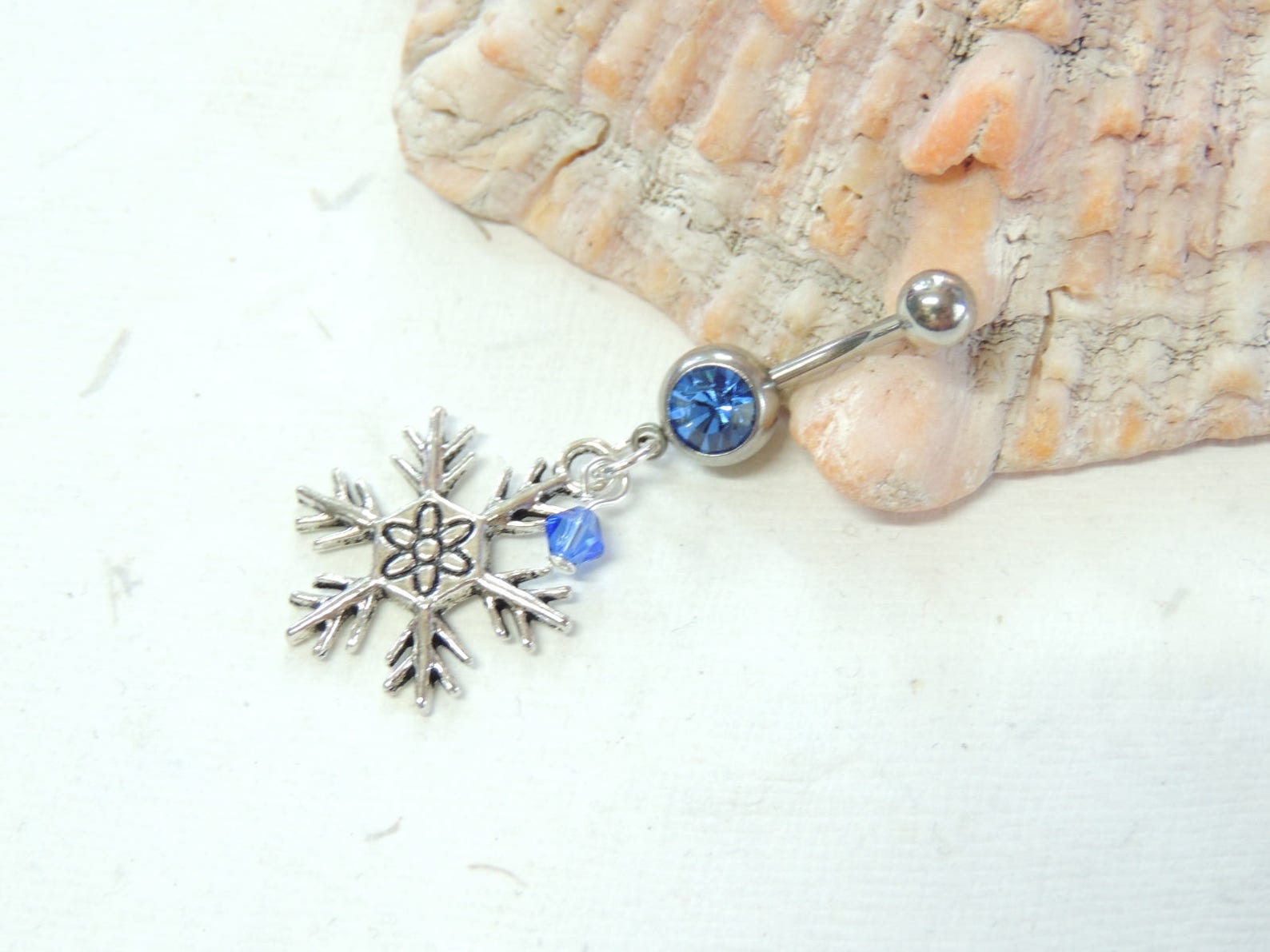Snowflake Belly Button Ring Belly Button Jewelry Dangle - Etsy