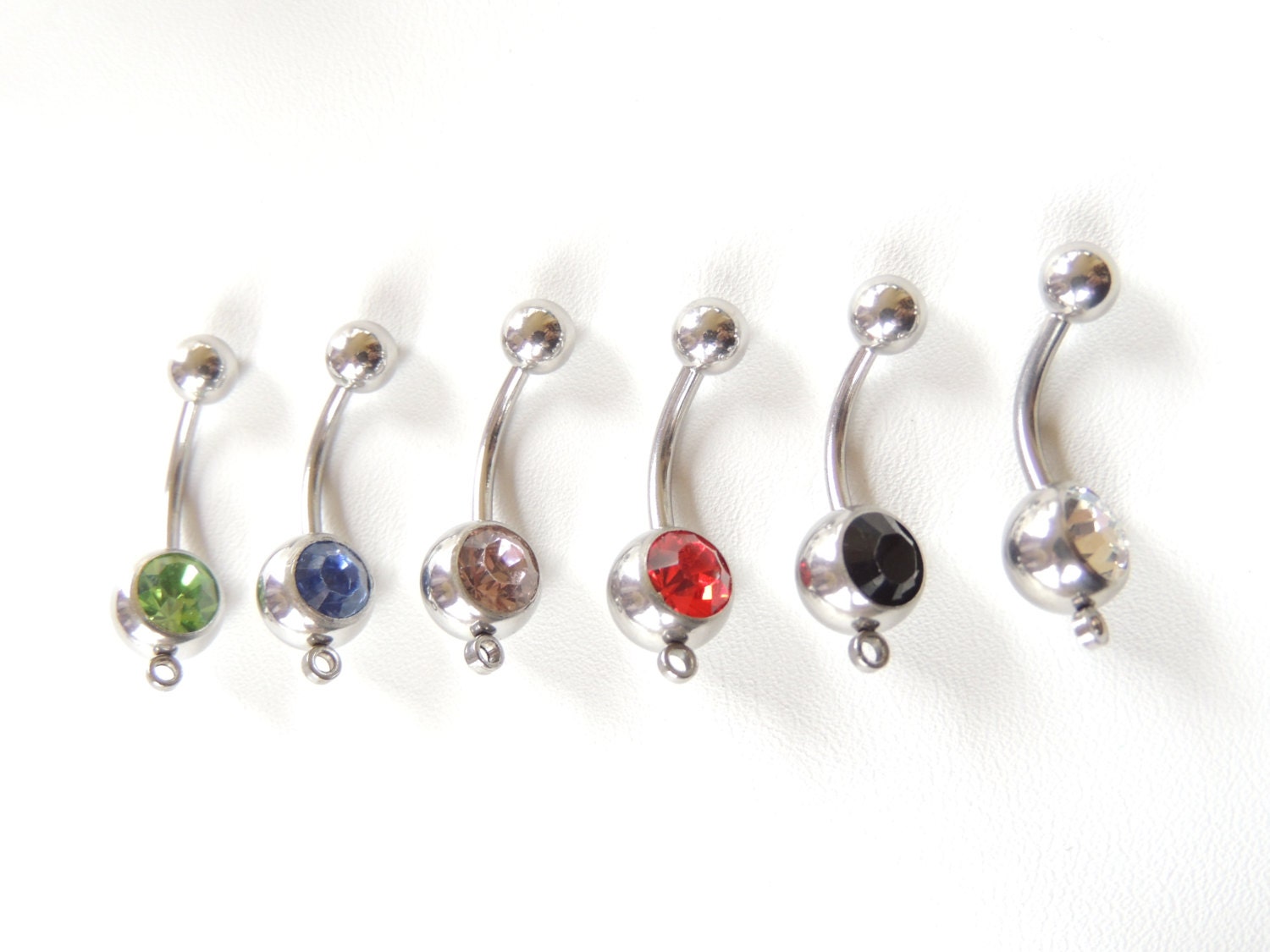Add a Charm Belly Rings 6 Pc Assortment Mixed Colors Belly - Etsy