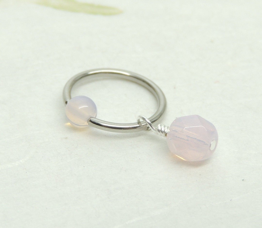 14g 16g Pink Opalite CBR Captive Bead Cartilage Earring With Wire ...