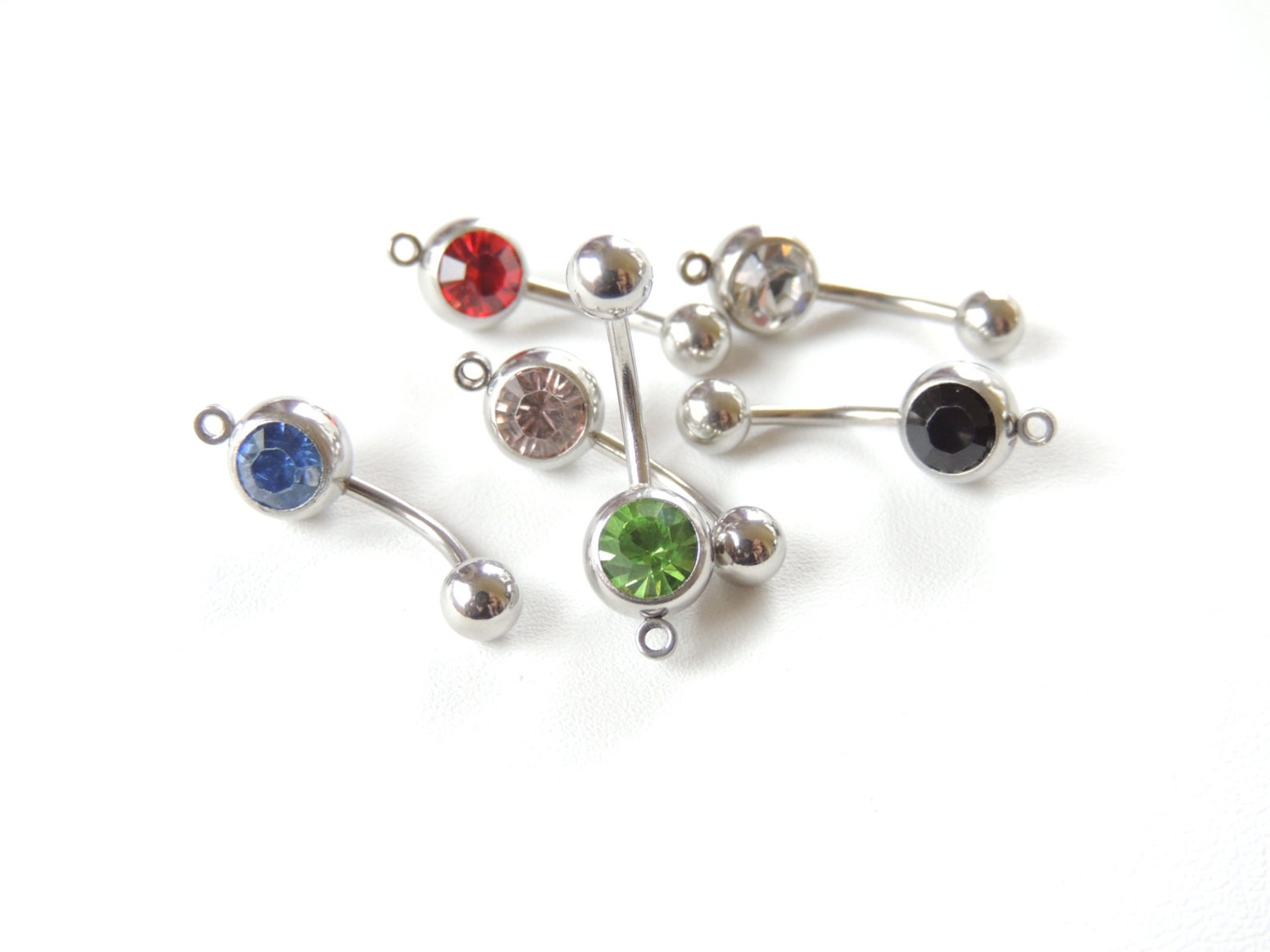 Add a Charm Belly Rings 6 Pc Assortment Mixed Colors Belly - Etsy